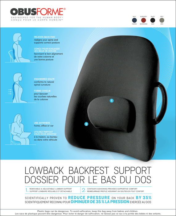 ObusForme Low Back Backrest Support - Back Centre